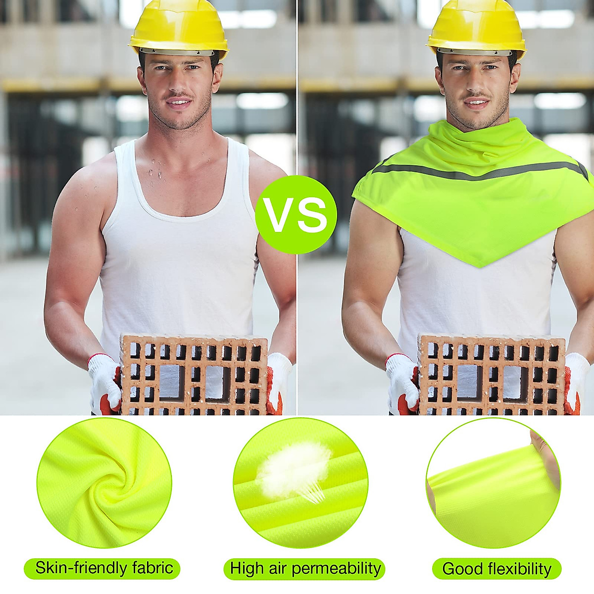 4 Pcs Summer Balaclava Sun Protection Full Face Balaclava with Reflective Strip Cooling Breathable Long Neck Covers (Neon Yellow)