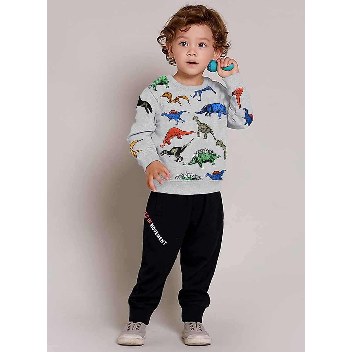 Toddler Sweatshirts Dinosaur Shirts Clothes for Boys Long Sleeve Cartoon Space Pullover Tops for Kids grey-8011 110/4T