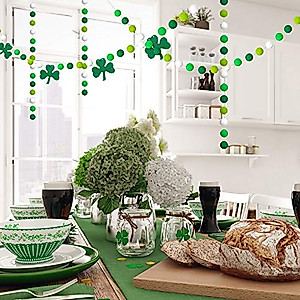 Tatuo 3 Pieces Pom Pom Garlands St. Patrick's Day Pom Garlands Felt Shamrock Clover Garlands Irish Wall Hanging Garlands for St. Patrick's Day Irish Party Indoor Outdoor Home Supplies