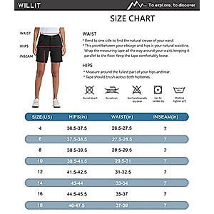 Willit Women's Golf Hiking Shorts 7" Quick Dry Athletic Shorts Casual Summer Shorts with Pockets Water Resistant Black 6