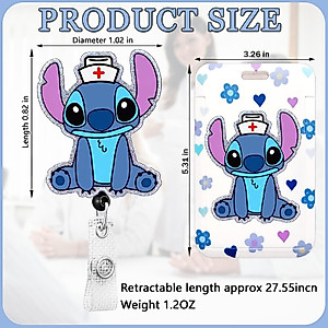 Badge Reel-Badge Reels Retractable/Retractable Badge Holders with ID Card Holder,Nurse Badge Reel for Nurse RN LVN,Cute Badge Reel Fit for Teacher Working Women Men (Blue-1)