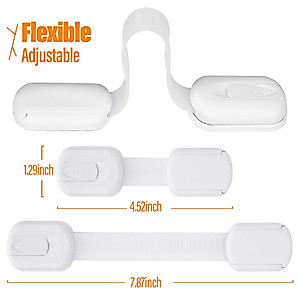 Goodv Baby Proof Cabinet Locks - 6 Pack Adjustable Child Safety Straps Used for Drawer Door Fridge Oven Toilet Seat Kitchen Cupboard Appliance Trash Can with 3M Adhesive