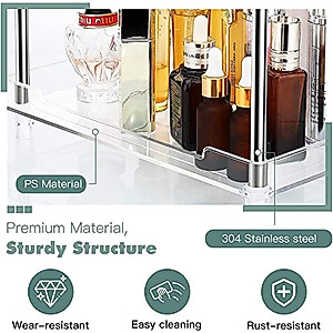 Elebac Bathroom Organizer Countertop Storage 3-Tier Acrylic Vanity Tray, Sink Counter Dresser Makeup Organizer for Cosmetic Skincare Lotion Perfume, Multi-Functional Anti-Slip Organizer for Bathroom