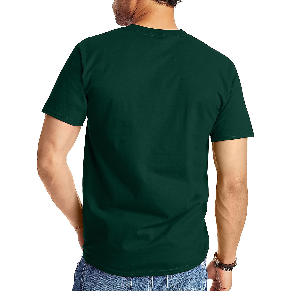 Hanes Mens Beefyt T-shirt, Heavyweight Cotton Crewneck Tee, 1 Or 2 Pack, Available In Tall Sizes Fashion-t-shirts, Deep Forest - 1 Pack, Large US