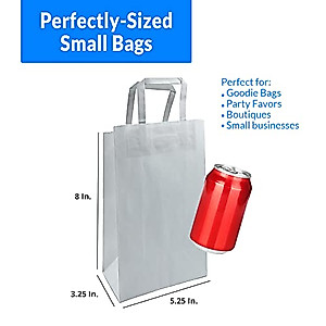 Reli. 110 Pack | 5.25"x3.25"x8" | Small White Gift Bags w/Handles | Kraft Paper Gift Bags/Shopping Bags | White Paper Bags for Gifts, Retail, Merchandise, Party Favors
