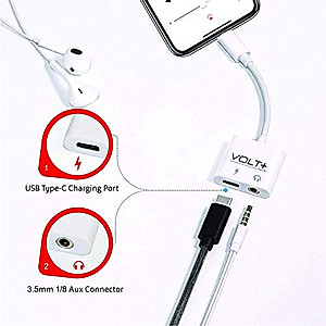 VOLT PLUS TECH USB C to 3.5mm Headphone Jack Audio Aux & C-Type Fast Charging Adapter Compatible with Microsoft Surface Book 2/Book 3/Pro X/Go 2/Pro 7and Many More Devices with C-Port