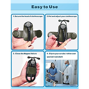 CaseLeather Stethoscope Holder, Genuine Top-Grain Leather | Strong & Durable | Magnetic Closure - Easy Access | for Doctors, Nurses, Adult (Green)