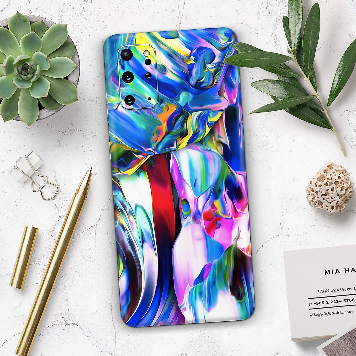 DesignSkinz Blurred Abstract Flow V21 Protective Vinyl Decal Wrap Skin Cover Compatible with The Samsung Galaxy S20 (Screen Trim & Back Glass Skin)