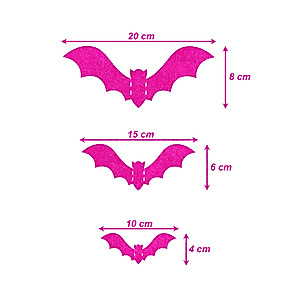 36 PCS Glittery Pink and Black 3D Bat Wall Stickers for Halloween Home Decoration