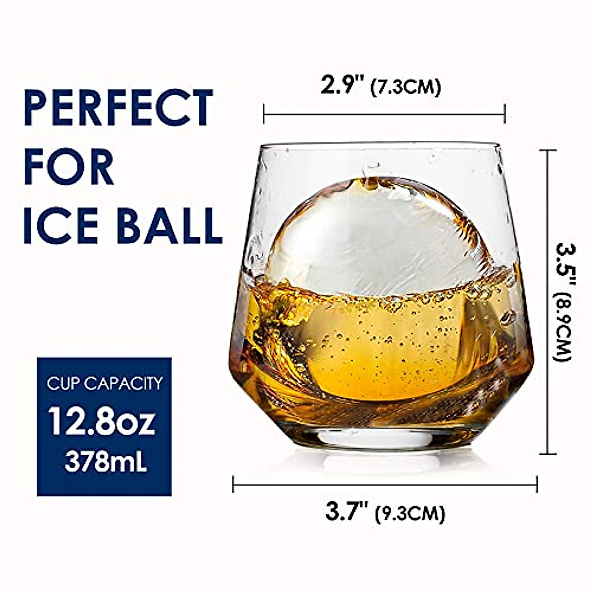 JBHO Premium Whiskey Glasses - Set of 6-12 Oz Scotch Glasses - Old Fashioned Non-Lead Crystal Glass - Gift-Box Idea for Scotch Lovers/Style Glassware for Bourbon/Rum glasses/Bar Cocktail Glasses