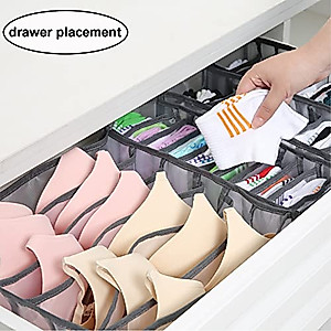 EZBOHO 7Pcs Underwear and Bra Organizer Mesh Drawer Organizers for Clothing Closet Pants Organizers Foldable Storage Box for Socks Jeans Underwear Cabinet Organization
