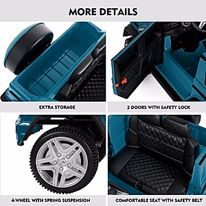 JOYLDIAS Kids Ride On Cars, Licensed Mercedes-Benz Maybach G650S, 12V7A Battery Powered Toy Electric Car for Kids w/2.4G Remote Control, 2 Motors, 3 Speeds, Music, Horn, LED Lights, Peacock Blue