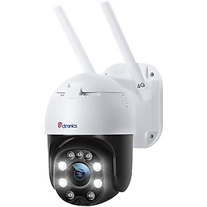 Ctronics 3G/4G LTE No WiFi Security Outdoor Camera with 30m Color Night Vision, 1080P PTZ 360° Digital Zoom Surveillance Camera Auto Tracking Human Detection Two-Way Audio IP66, SIM Card Included