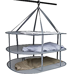 JY LIVING Folding Hanging Dryer for Clothes, Laundry, Sweater, Swimsuit and Clothing Easy Unfolding and Foldable Hanger Rack for Indoor, Outdoor, Outside and Camping Portable Design of Mesh (3 Tier)