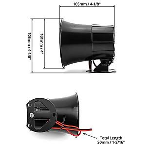 QWORK Electric Siren Horn, DC 12V Security Loud Wired Alarm Siren for Home Alarm System Security and Protection, 110 dB