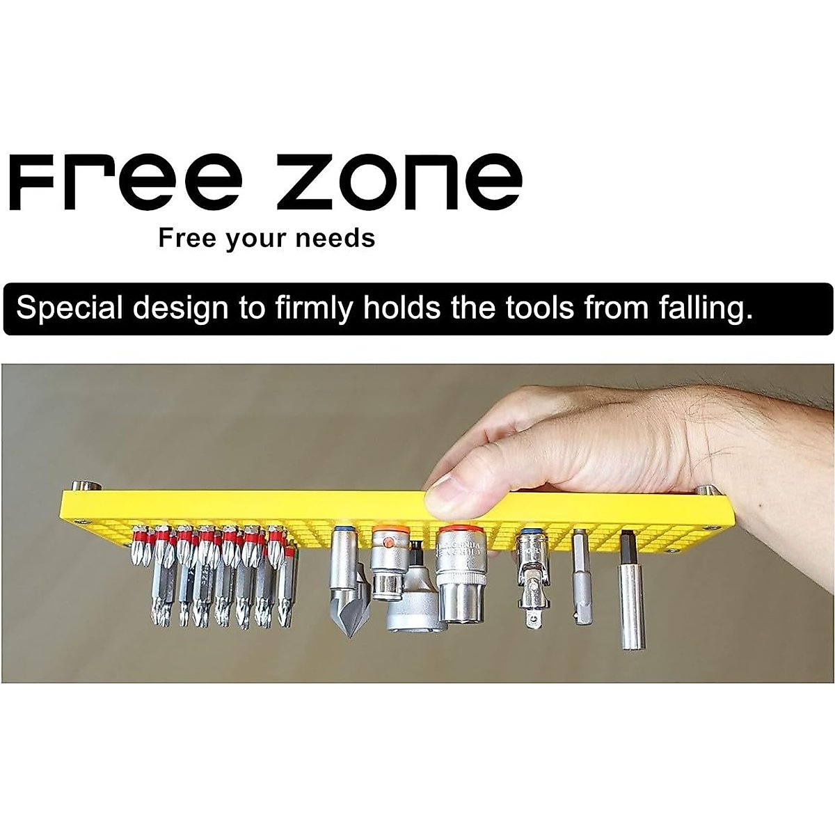 FREE ZONE - Bit Organizer Set (Black) | 158 Hole Bit Storage | 1/4 Inch Hex Bit & Drive Bit Adapter Storage | Screwdriver Toolbox Organizer | Tools are Not Included
