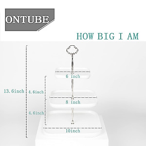 Ceramic 3-Tier Cake Stand, Porcelain Cupcake Dessert Stand, Tiered Serving Trays (Silver)