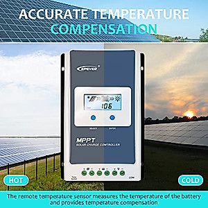 EPEVER 10A Solar Charge Controller MPPT Solar Panel Charge Controller 12V / 24V Auto Working Max PV 100V Solar Charge Battery Regulator with LCD Display for Gel Flooded Sealed Lithium Batteries