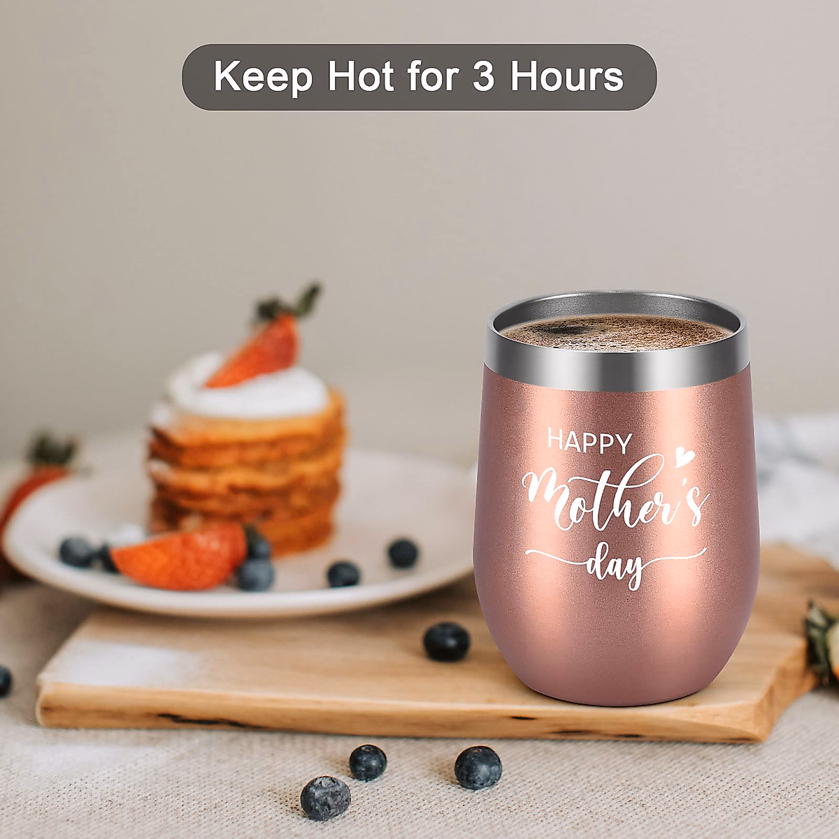 Gtmileo Mothers Day Gifts for Mom, Happy Mother’s Day Stainless Steel Wine Tumbler, Funny Mom Gifts from daughter Son, Birthday Christams Gifts for Mom New Mom Mom to Be Mother Women(12oz, Rose Gold)