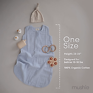 mushie Baby Wearable Blanket | 100% Organic Cotton Muslin | Sleeping Bag For Infants (Roman Green)