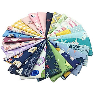 longshine-us 25pcs 12 Inch x 12 Inch No Repeat Design Premium Cotton Craft Fabric Bundle Squares Patchwork Lint DIY Sewing Scrapbooking Quilting Dot Pattern Artcraft