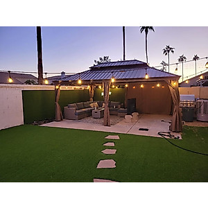 Domi Outdoor Living 14’ X 20’ Hardtop Gazebo, Outdoor Aluminum Frame Canopy with Galvanized Steel Double Roof, Outdoor Permanent Metal Pavilion with Curtains and Netting for Patio, Backyard and Lawn