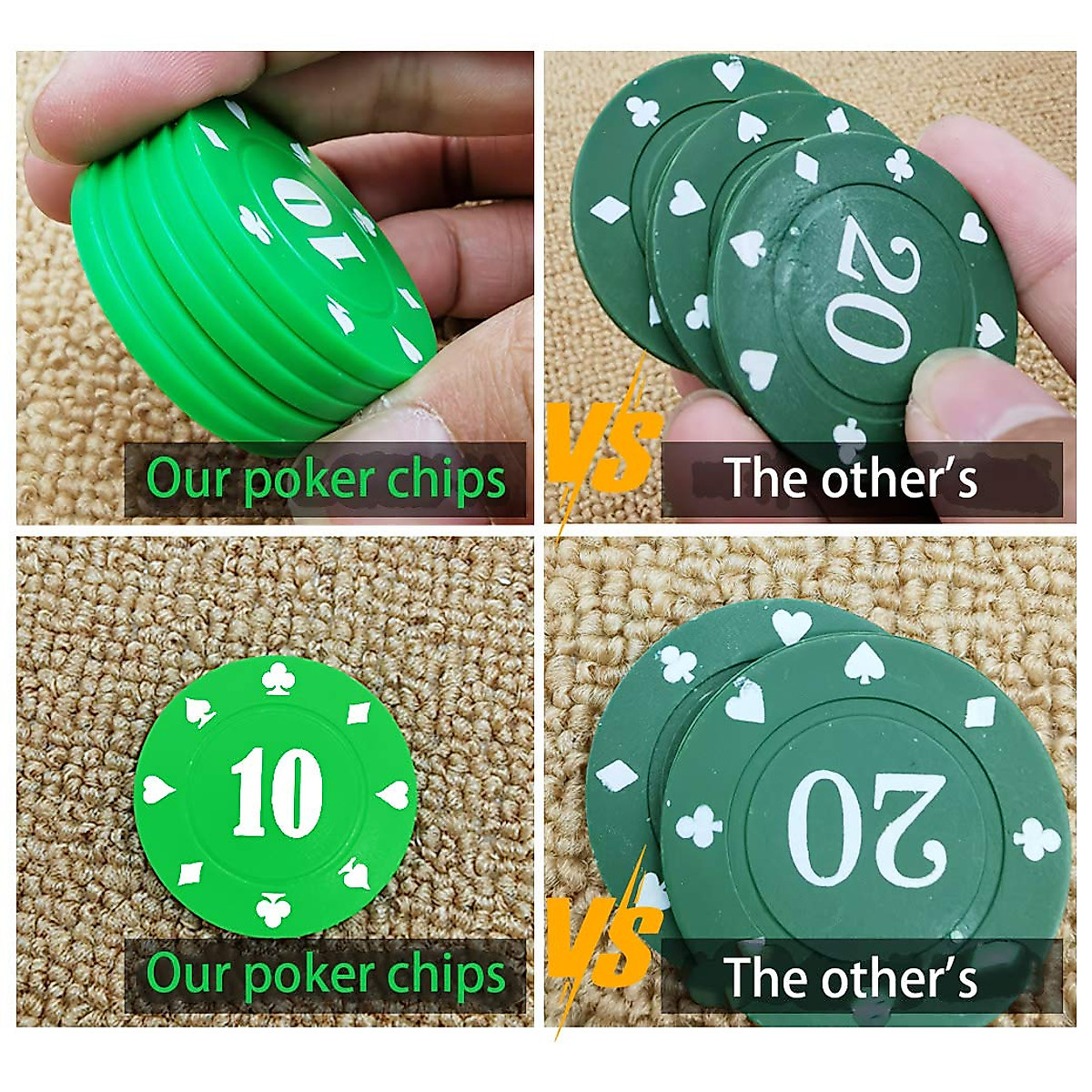 Plastic Poker Chips 300 Poker Chip Set with Storage Box,Denomination Printed Casino Style Chip for Texas Home Game Nights,Holdem Poker Nights,Blackjack or Roulette Games,Casino Parties (300 pcs)