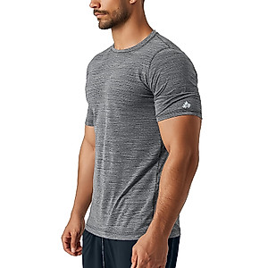 Zengjo Mens Athletic Shirts Short Sleeve Quick Dry Moisture Wicking(Charcoal,M)