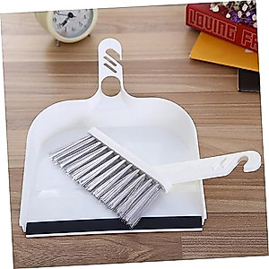 OHPHCALL 2 Sets Cleaning Brush Computer Broom Pet Broom Dust Pans with Brush Broom Small Sweeping Broom Toy Broom Mini Broom Desktop Dustpans Kid Broom Small Brush Plastic White