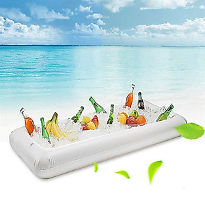 Inflatable Serving Bar Salad Buffet Ice Tray Food Drink Cooler for Picnic Luau Pool Party with Drain Plug, 2 Pack
