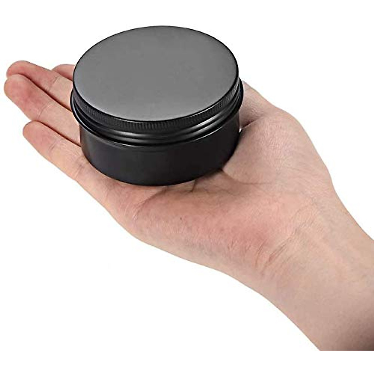Healthcom 12 Packs 3 Oz Empty Jars 90ml Black Round Aluminum Tin Cans Screw Top Metal Steel Tins Lip Balm Tins Box Cosmetic Containers Storage Organization for Candles Salve Crafts Spice Tea Gift