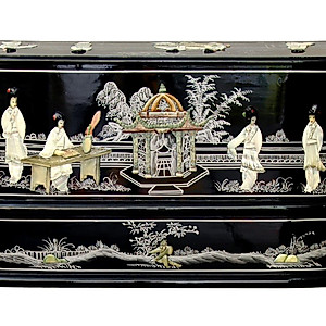 Oriental Furniture Black Lacquer Ladies Desk w/ Mother of Pearl