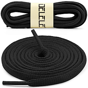 DELELE 2Pair Oval Shoes laces 42 Colors Half Round 1/4" Athletic ShoeLaces for Sport/Running Shoes Shoe Strings Black -45 inch