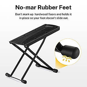 Donner Guitar Foot Stool Adjustable Guitar Leg Rest Step Footstool Black for Classical Guitar Player