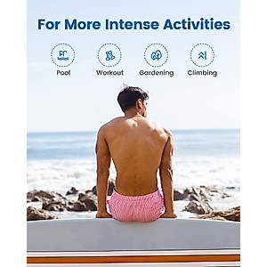 maamgic Mens Swim Trunks with Compression Liner 5" Stretch Beach Shorts Quick Dry with Zipper Pockets No-Chafing Board Shorts Black-Pink Shark L