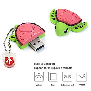 LEIZHAN Cute Flash Drive 32GB Turtle Thumb Drive USB 2.0 Cartoon Animal Jump Drive Tortoise Shape Computer USB Memory Stick Pendrive Gift for Kids, Teacher, Friends, Pink