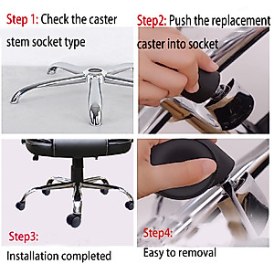 AccessBuy Office Chair Caster Wheel 2 Inch Universal Standard Size Computer Gaming Chair Caster Wheels Replacement Set of 5 (Black)