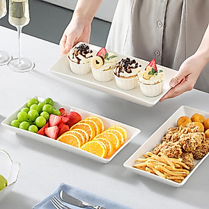 MALACASA 3 Tier Serving Trays for Party, Porcelain Serving Platters and Trays, 12 Inch Tiered Tray Stand, Fruit Tray, Trays for Serving Food, White Dessert Stand with Collapsible Sturdier Metal Rack