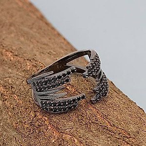 Eternity Open Wrap 925 silver Black Spinel Ring Cocktail Statement (7)