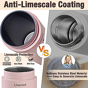 CHACEEF Travel Electric Kettle, 350ml Small Portable Kettle with Non-stick Coating, BPA Free, 3 Colors LED Water Boiler with Keep Warm Function, Fast Boil and Auto Shut Off Hot Water Kettle, Pink