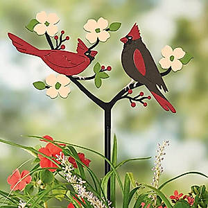 Tuitessine Cardinal Decor Spring Red Cardinals Yard Sign Stake Metal Bird Decorative Garden Stakes, Lawn Outdoor Decorations for Front Backyard, Spring Birthday Gift for Mom Women Friends Family