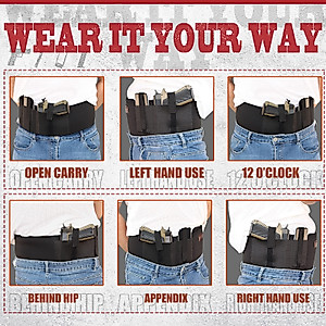 Bundle of Belly Band + Ankle Holster, Concealed Carry with Magazine Pocket/Pouch for Women Men Compatible with Glock, Ruger LCP, M&P Shield, Sig Sauer, Ruger, Kahr, Beretta, 1911, etc