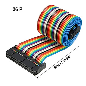 uxcell IDC Rainbow Wire Flat Ribbon Cable 26 Pins 66cm Length 2.54mm Pitch Type-B