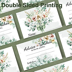 51 Pcs Bridal Shower Game Card Box, Wedding Raffle Card Box, Wedding Shower Advice and Wishes Cards and Box Set, Greenery Card Holder Box for Wedding Decorations Bridal Shower Activity Wedding Games