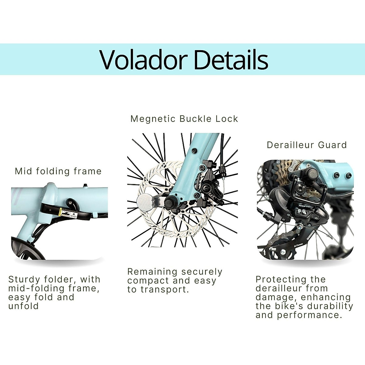 QUALISPORTS Volador Folding Electric Bike Lightweight 36V Removable LG Battery 350W Brushless Motor 7 Speed 20MPH Foldable Bicycle 20" Compact Portable Ebike UL 2849 Certified