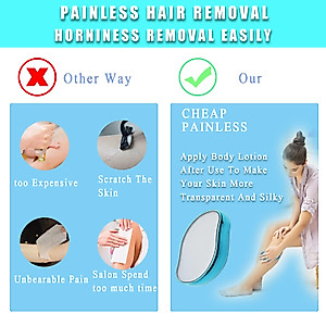 Crystal Hair Eraser for Women Men - BVSIAONG Crystal Hair Remover Magic Hair Eraser, Painless Exfoliating Hair Removal Tool Fast & Easy Skin Exfoliate for Arms Leg Back and Body (Blue)