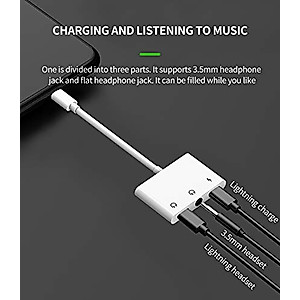 Compatible for iPhone Headphone Adapter Compatible with Lightning to 3.5mm Audio Jack and Charger Dongle Earphone Splitter 11 12Mini pro xs xr x 7 8Plus for Ipad Converter charging connector for Apple