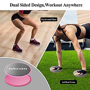 Hurdilen Core Sliders, Exercise Gliding Discs Dual Sided Use on Carpet and Hardwood Floors, Lightweight and Perfect Fitness Apparatus for Training Abdominal Core Strength (Pink)