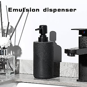 Bathroom Accessories Set, 5PCS Modern Bathroom Accessory Set with Tray, Mouthwash Cup & Toothpaste Holder & Qtip Holder, Soap Dispenser (Black)