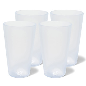 Silipint: Silicone Pint Glasses: 4 Pack Icicle - 16oz Reusable Unbreakable Cups, Flexible, Hot/Cold, Non-Slip Easy Grip